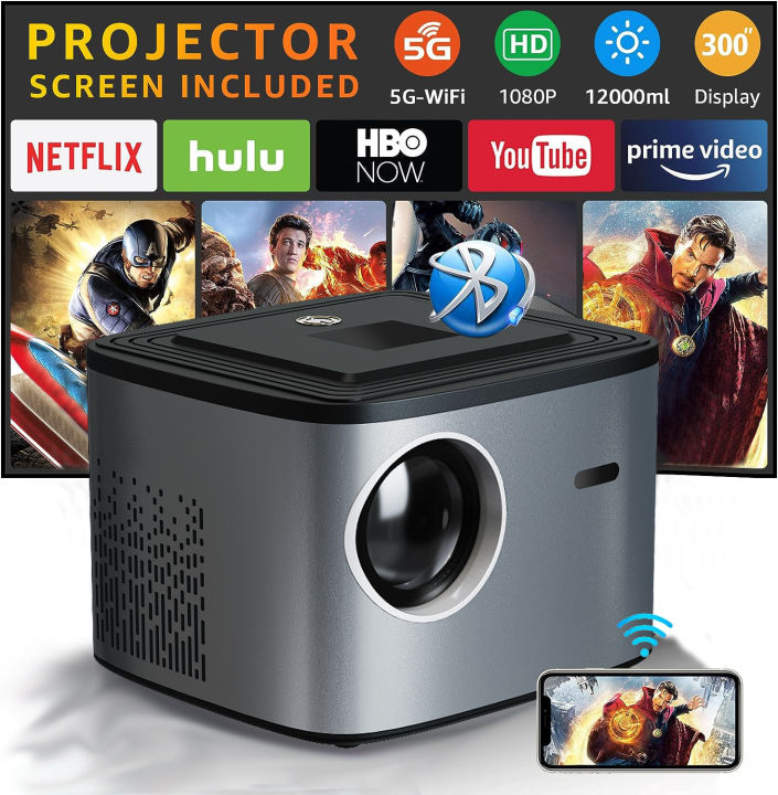 Projector 4K with Android TV 500 ANSI WiFi 6 Bluetooth Projector, Sound ...