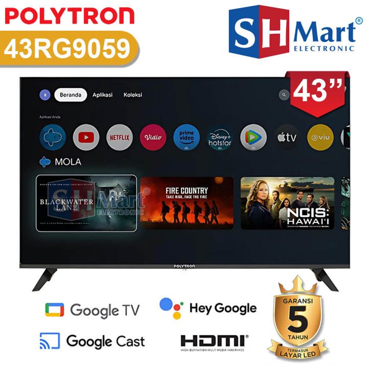 TV POLYTRON 43 INCH PLD-43RG9059 / 43UG5959 SMART GOOGLE TV NEW 2024 ...