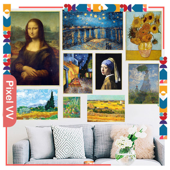 ภาพวาดที่มีชื่อเสียงระดับโลกภาพเขียนตกแต่ง Van Gogh Monet ผ้าใบวาดภาพ ...
