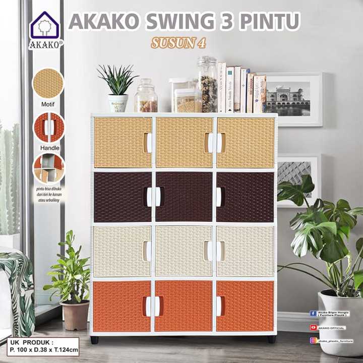 Lemari Akako Swing 3 Pintu Rak TV Multifungsi Lemari Plastik Serbaguna ...
