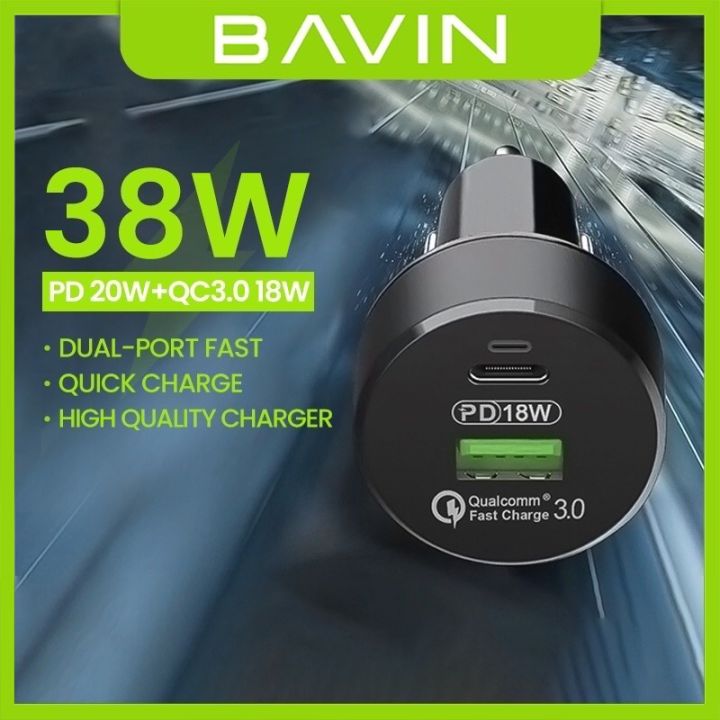 BAVIN PC309 Qualcomm3.0 + PD for Type-C Fast Car Charger W/ 18W Max ...