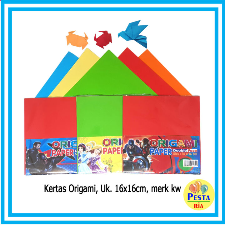 Murah!! (1 Pak) Kertas Origami Uk 16x16, kertas lipat, kertas warna ...