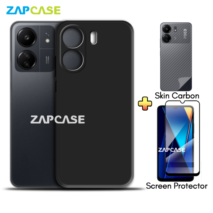 Paket 3in1 Case Xiaomi Poco C65 Casing Ultra Slim Matte Free Tempered ...