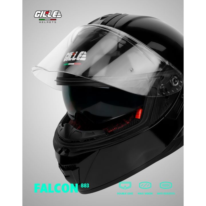 Gille Helmet 883 FALCON PLAIN Motorcycle Helmets Full Face Dual Visor Free Iridium Lens | Lazada PH