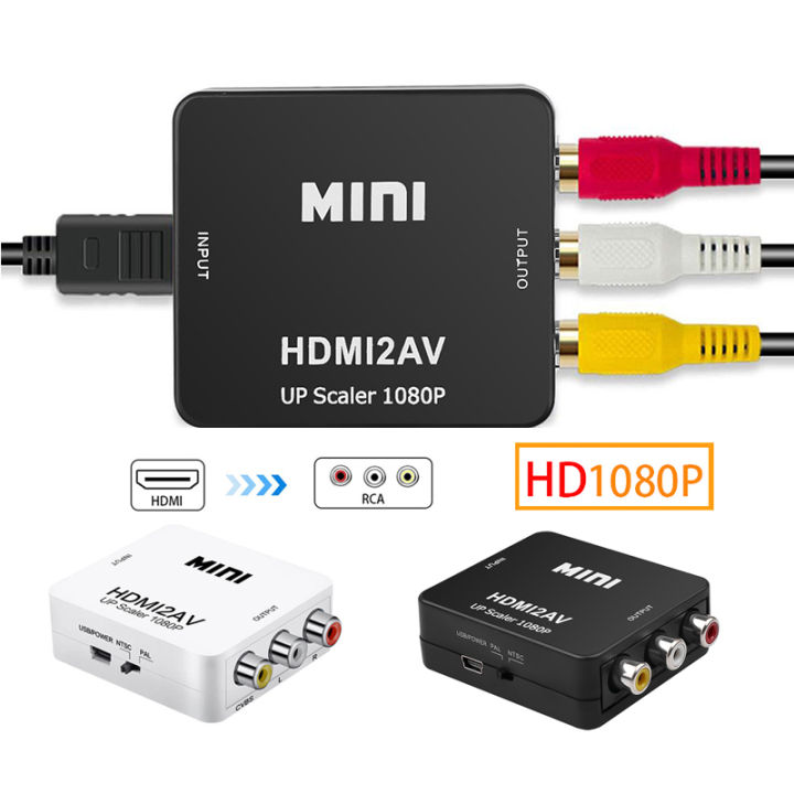 1080P HDMI TO AV Scaler Adapter HDMI to RCA AV/CVSB L/R Video HDMI2AV ...