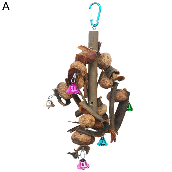 Foraging Parrot Toy Bird Cage Foraging Toy Love Wood with Bell Safe ...