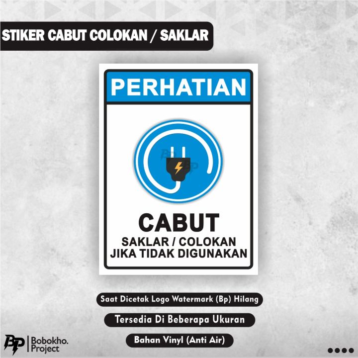 Stiker Cabut Colokan Listrik / Sticker Lepas Kabel Listrik / Stiker ...