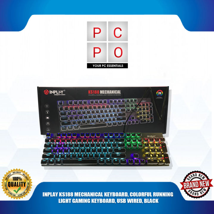 INPLAY KS188 MECHANICAL KEYBOARD, COLORFUL RUNNING LIGHT GAMING ...