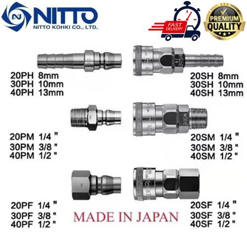 NITTO Air Coupler Pneumatic Quick Connector Fitting & Coupling Plug & Coupler Air Hose Connector ...
