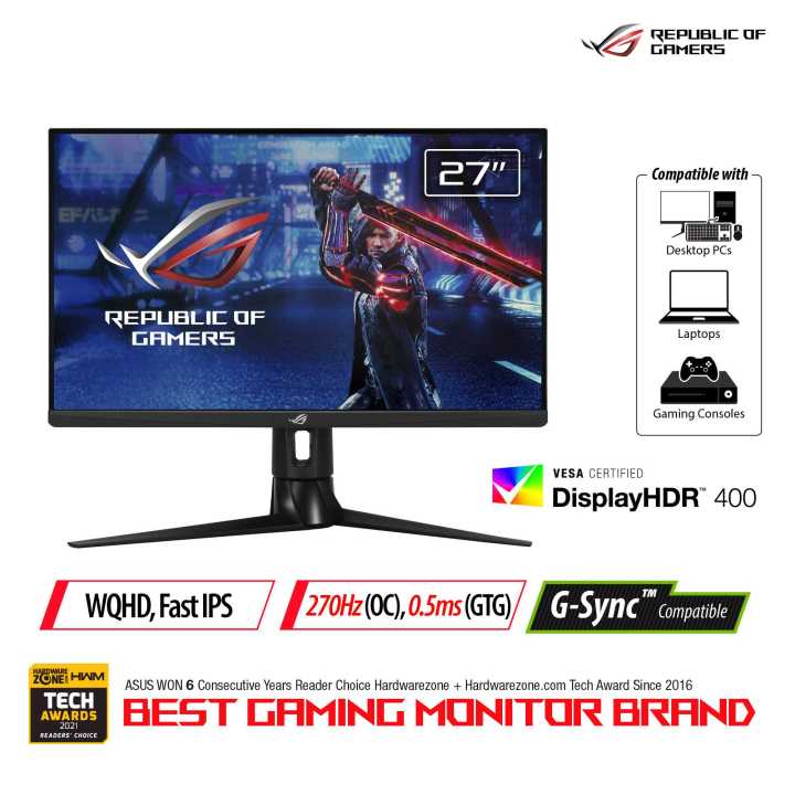 ASUS ROG Strix XG27AQM HDR Gaming Monitor – 27 inch WQHD (2560 x 1440 ...