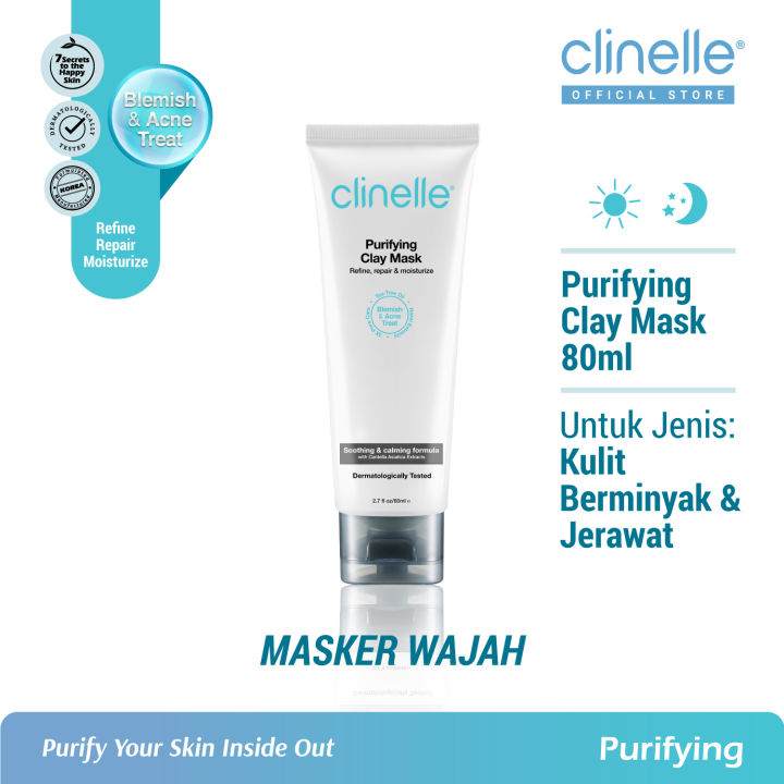 CLINELLE Purifying Clay Mask 80ml - Masker Wajah Kulit Berminyak ...