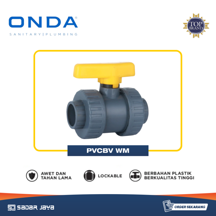 ONDA PVC BV WM Fitting Water Mur Valve Stop Kran Sambungan Pipa ...
