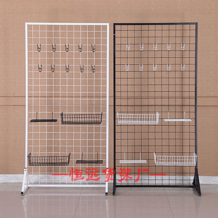 Movable shelf iron grid rack barbed wire display rack grid rack floor ...