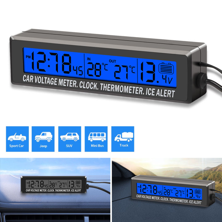 Solar Watch LCD Digital Car Clock with Date Time Drive -Outdoor ...
