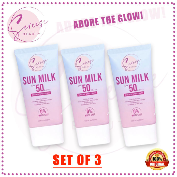 SET OF 3 SEREESE BEAUTY Sun Milk SPF 50 PA+++ Broad Spectrum 100% ...