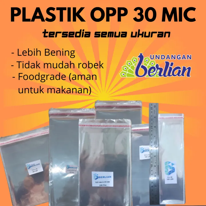 (100 LEMBAR) Plastik OPP Seal 6,5x12 Cm Tebal 30 Mikron / Plastik Opp Tebal Plastik Kemasan ...