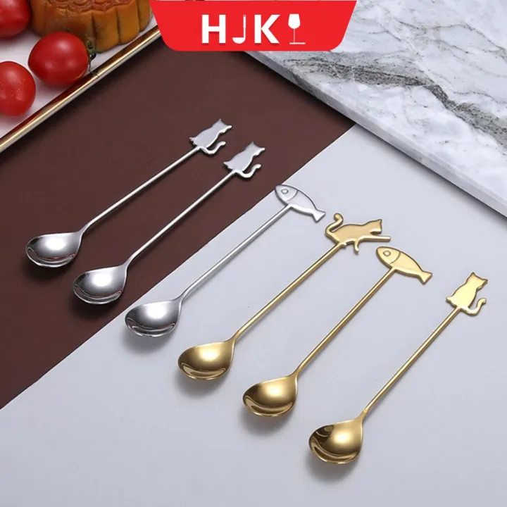 HJKL ผลไม้ ครัว แมว ปลา การดื่ม บ้าน ช้อนชา อุปกรณ์ชงกาแฟ ช้อนนม ...