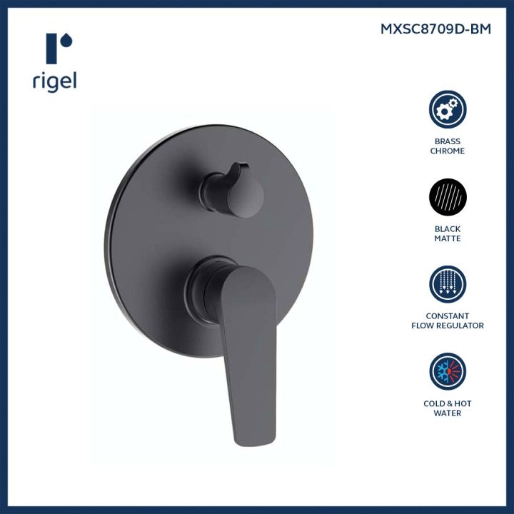 RIGEL Bathroom Black Matte Concealed Shower Mixer with Diverter ...
