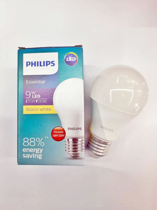 หลอด ESSENTIAL LED BULB 9W E27 3000K แสงวอร์มไวท์ PHILIPS | Lazada.co.th