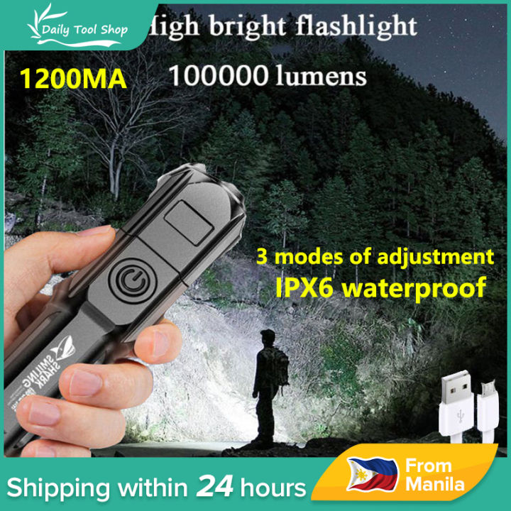 Waterproof Torch Light Ultra-Bright Tactical Flashlight Three Light ...