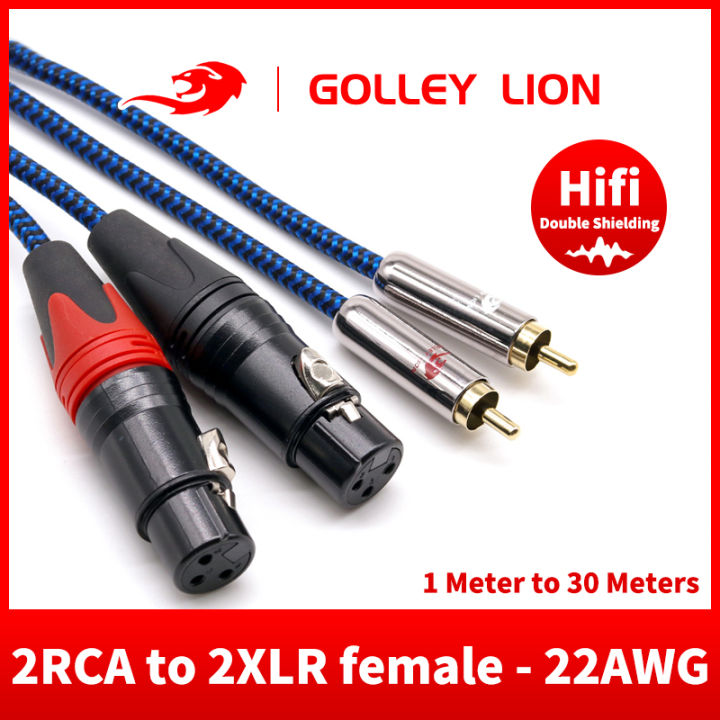 GOLLEY LION 2RCA Male to Dual XLR Female OFC AUX Audio Cable Shielded ...