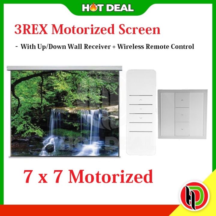Hotdeal 3Rex 84" x 84" ( 7x7 ) Motorized Projector Screen With Remote ...