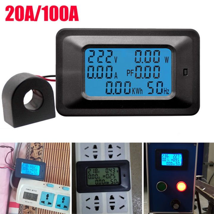 Watt KWH Meter Power Monitor Daya Digital Multifungsi 20A 100A 110 220V ...