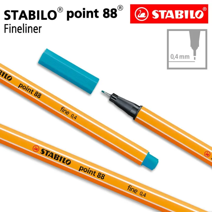 STABILO Point 88 Light Blue Isi 1 pcs / Fineliner / Pen Warna Biru Ori ...