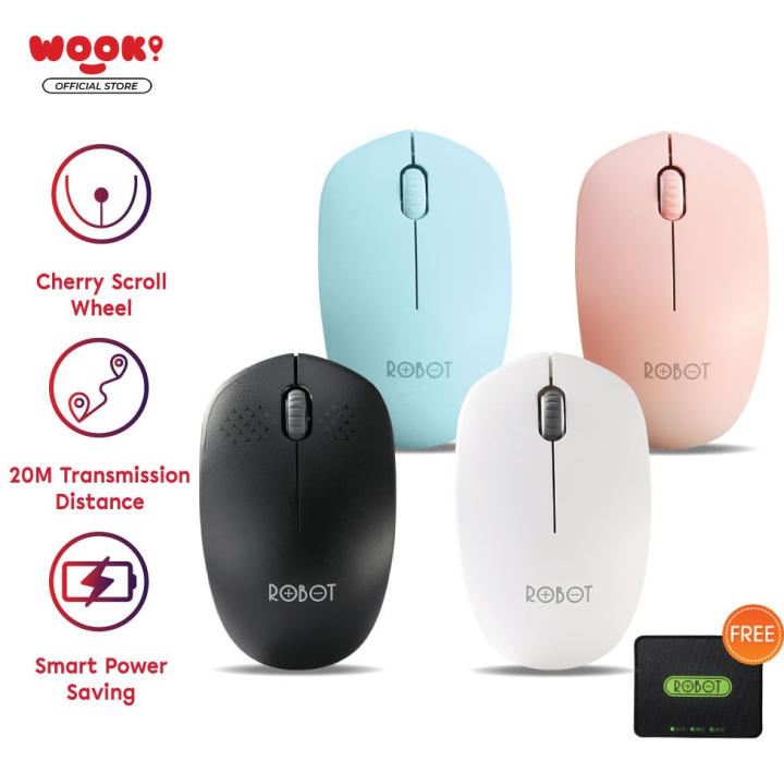 Robot Wireless Mouse USB Connection 2.4GHz Ergonomic 1600 DPI Compact ...