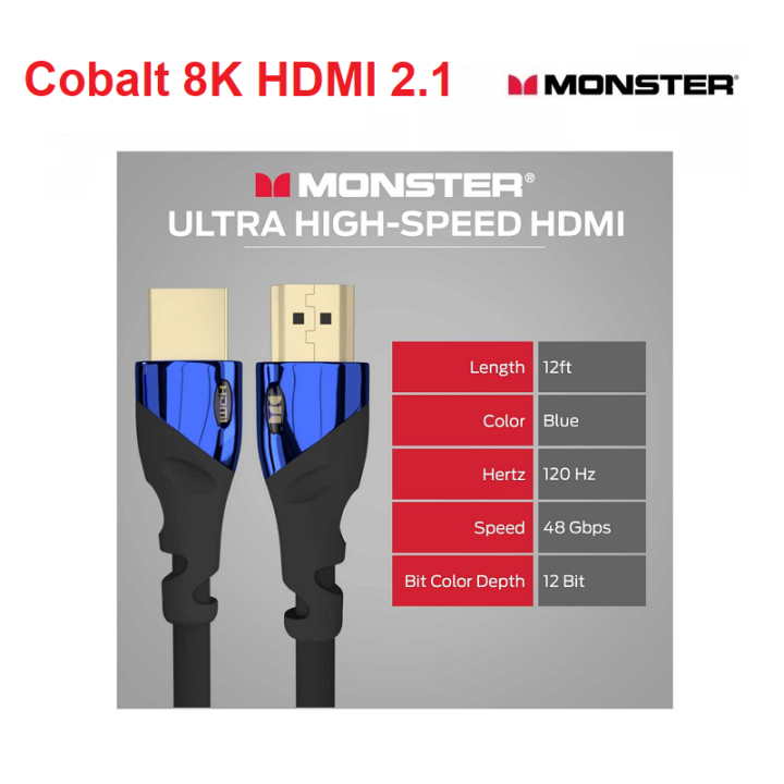 1m / 2m Monster Cobalt 8K UHS 2.1 HDMI Ultra High Speed Cable - Monster ...