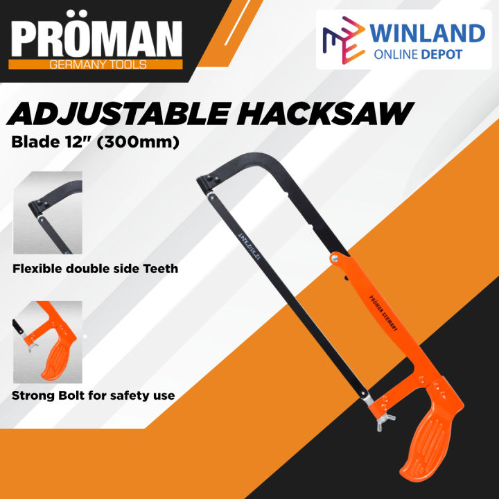 Proman by Winland Frame Saw Adjustable Hacksaw with Blade 12" (300mm ...