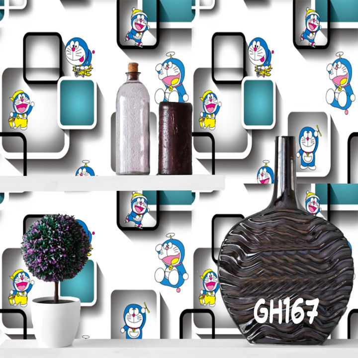 Wallpaper Dinding Aesthetic Kamar Tidur Premium PVC Motif Karakter Doraemon Size 45cm X 8M DRWS ...