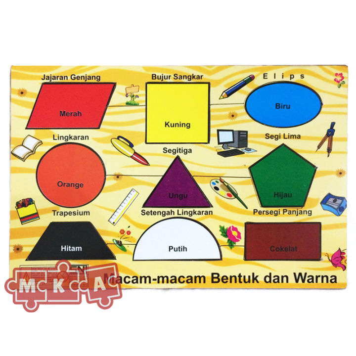 Puzzle Kayu Bentuk Dasar Geometri Geo Shape Pazel Mainan Edukasi Anak ...