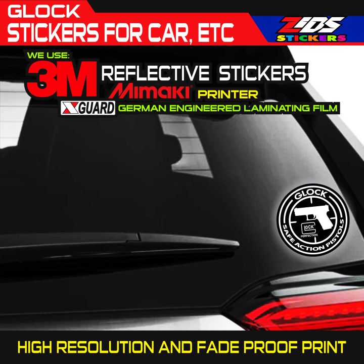 glock 3M reflective printed laminated sticker for cars, motorcyle ...