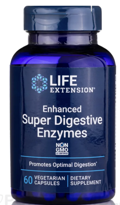 Life Extension Enhanced Super Digestive Enzymes 60 Caps Promotes Optimal Digestive Plant Based