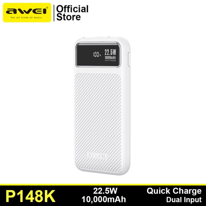 Awei P148K 10000mAh Powerbank 22.5W High Speed Charge with LED Display ...