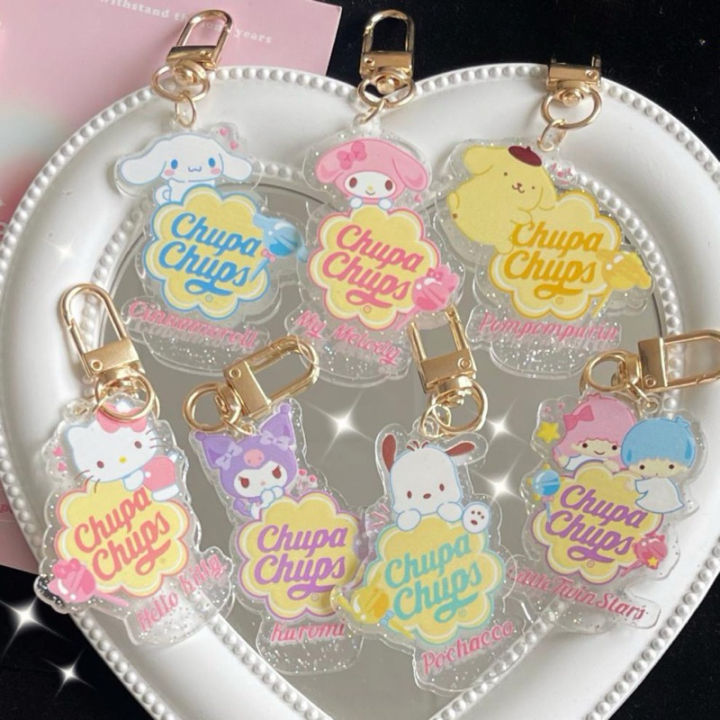 Hello Kitty My Melody Kuromi Acrylic Keychain Cinnamoroll Pochacco Key ...