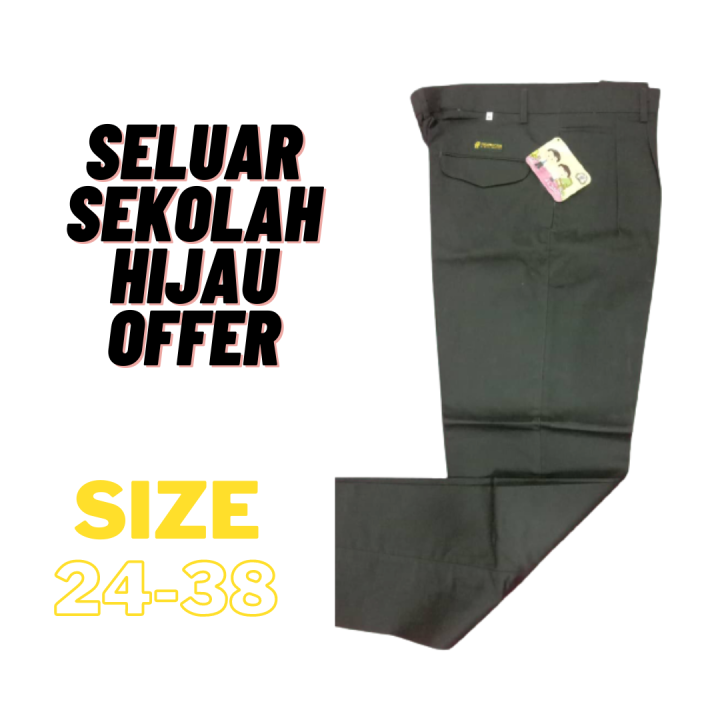 seluar sekolah menengah hijau kain cotton harga murah ready stock | Lazada