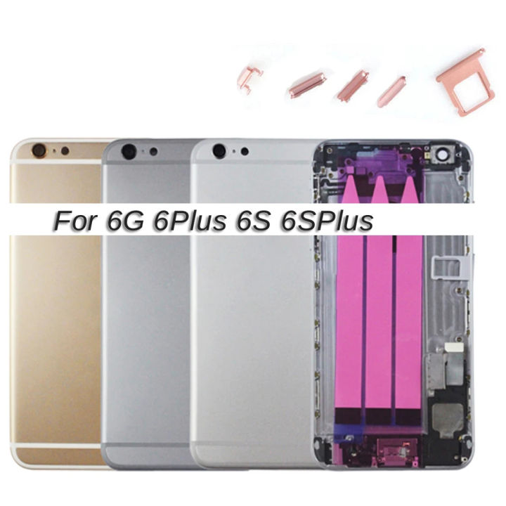 Metal Rear Chassis For iPhone 6 6plus Back Housing Cover For 6s 6splus Buttons Sim Tray Sticker ...