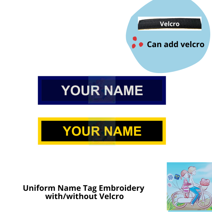 (Pre-Order) Uniform Name Tag Embroidery with Velcro Name Tag Sulam Nama ...