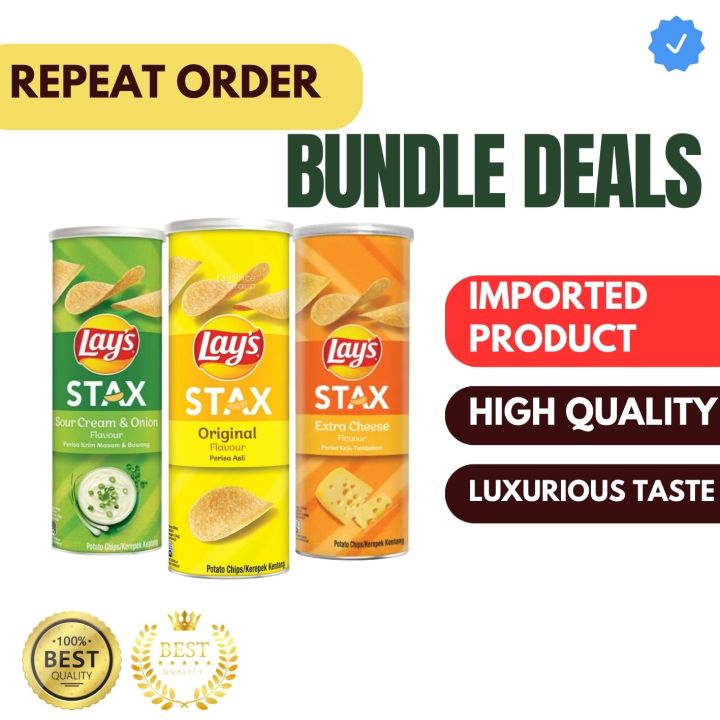 Lays Stax Bundle Potato Crisp Orignal, Cheese, Sourcream 105g | Lazada PH