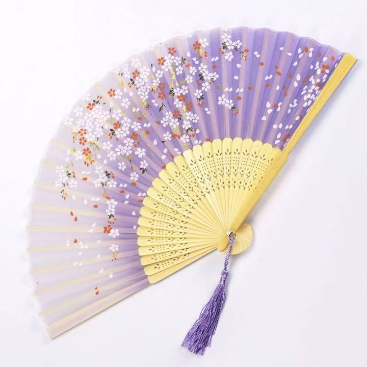 Foldable Fans Floral Silk Folding Fan Vintage Flower Folding Hand Fan ...