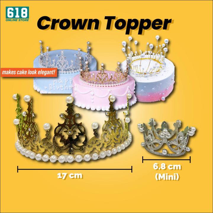 Crown Cake Topper Birthday Wedding Baking Decoration Princess Queen ...