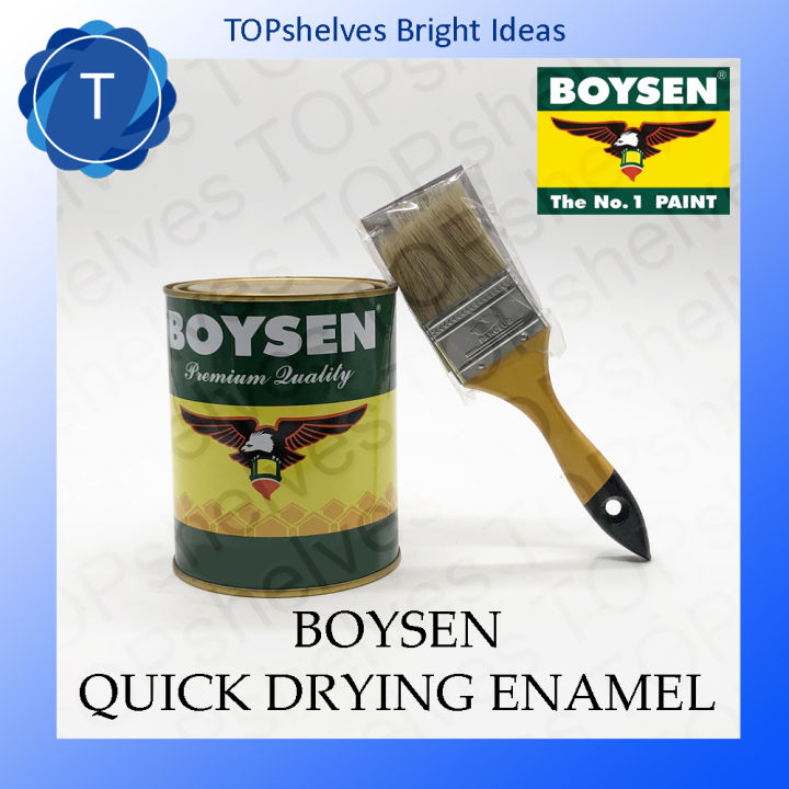 BOYSEN - QUICK DRYING ENAMEL - LITER SIZE with 2" PAINT BRUSH - FOR ...