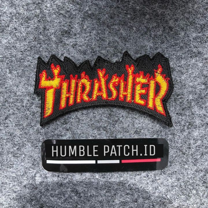 PATCH ON ! EMBLEM BORDIR THRASHER FLAME VOLT 01 | Lazada Indonesia