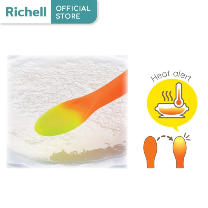 Richell Baby(ริเชลล์) ช้อนป้อนอาหารเปลี่ยนสีตามอุณหภูมิ พร้อมกล่องเก็บ ...