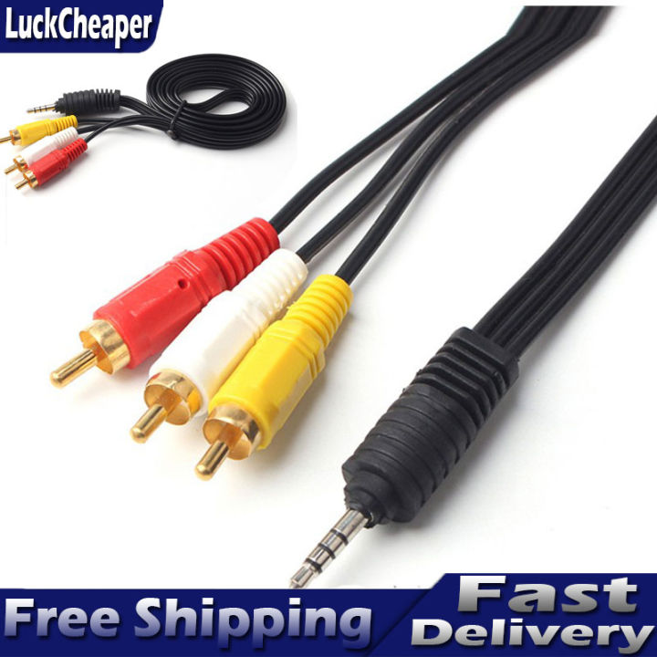 【1.5M】3.5mm to 3 RCA Male AV Video Audio Cable line 1.5M 3.5-3RCA Cable ...