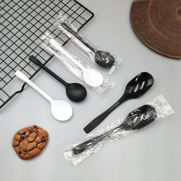 100pcs Disposable Plastic Spoon Round Head Dessert Spoon Wide Mouth Ice ...