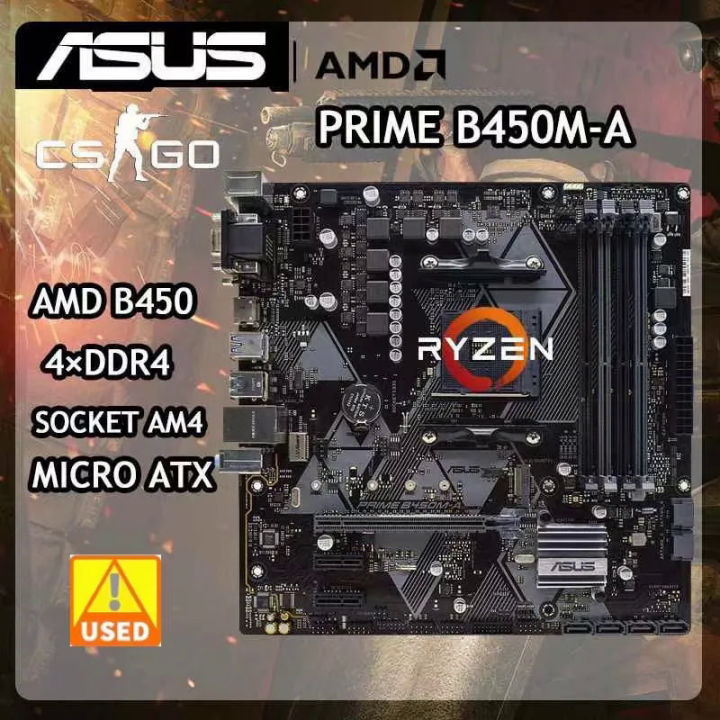 เมนบอร์ด B450M AM4สำหรับ Ryzen 5 5600G,เมนบอร์ด B450M-A ASUS สำคัญ128GB B450 AMD USB3.1M.2 Micro ...