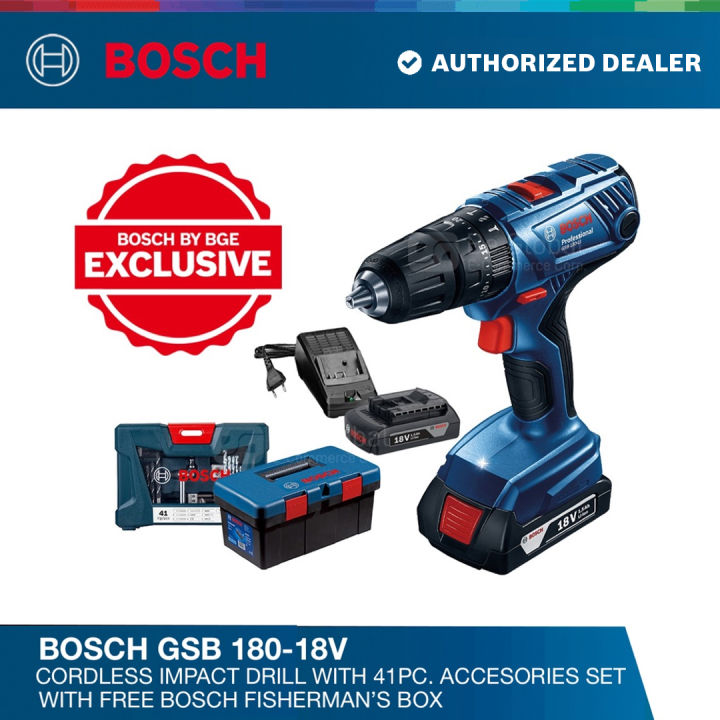 Bosch GSB 180-18V Professional Cordless Impact Drill with 41pc ...